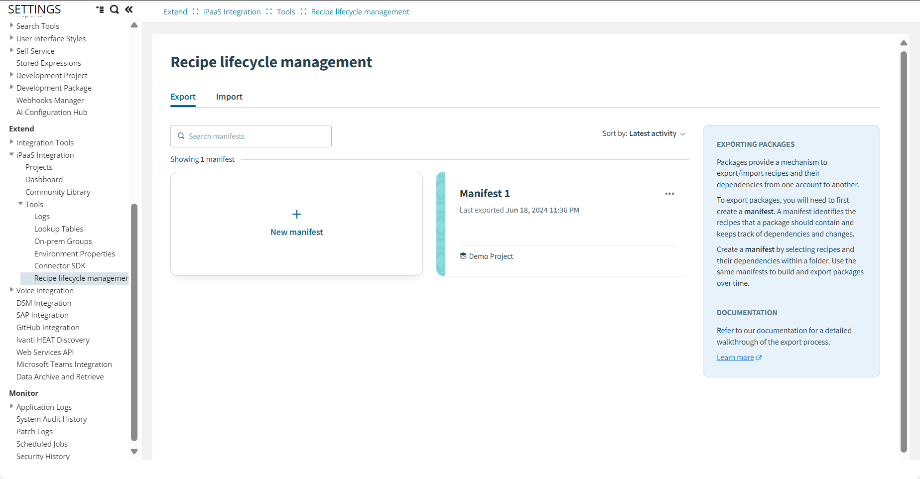 Recipe Lifecycle Management