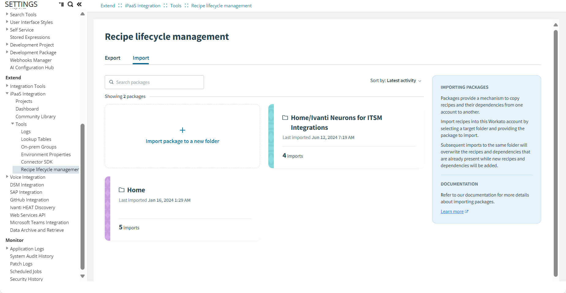 Recipe Lifecycle Management