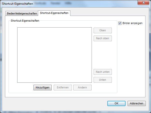 Shortcut-Listenbereiche