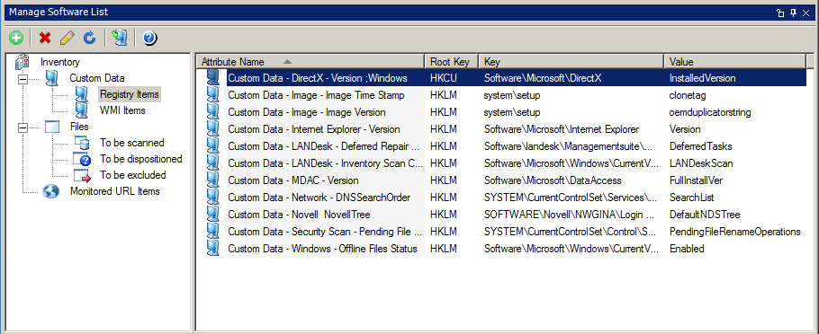Adding software and data items to inventory scans