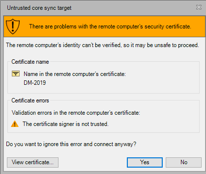 Adding servers to the core synchronization list (2019 and newer)