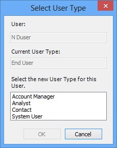 Changing the user type of an existing user
