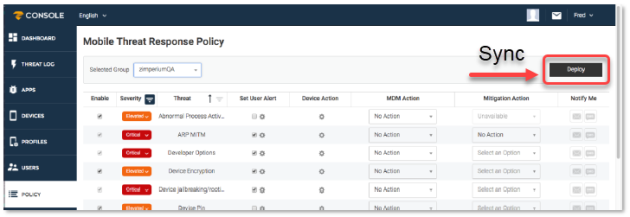 Creating the MTD console Threat Response Matrix