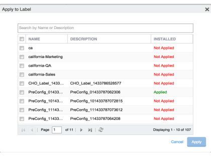 Using search for device labels