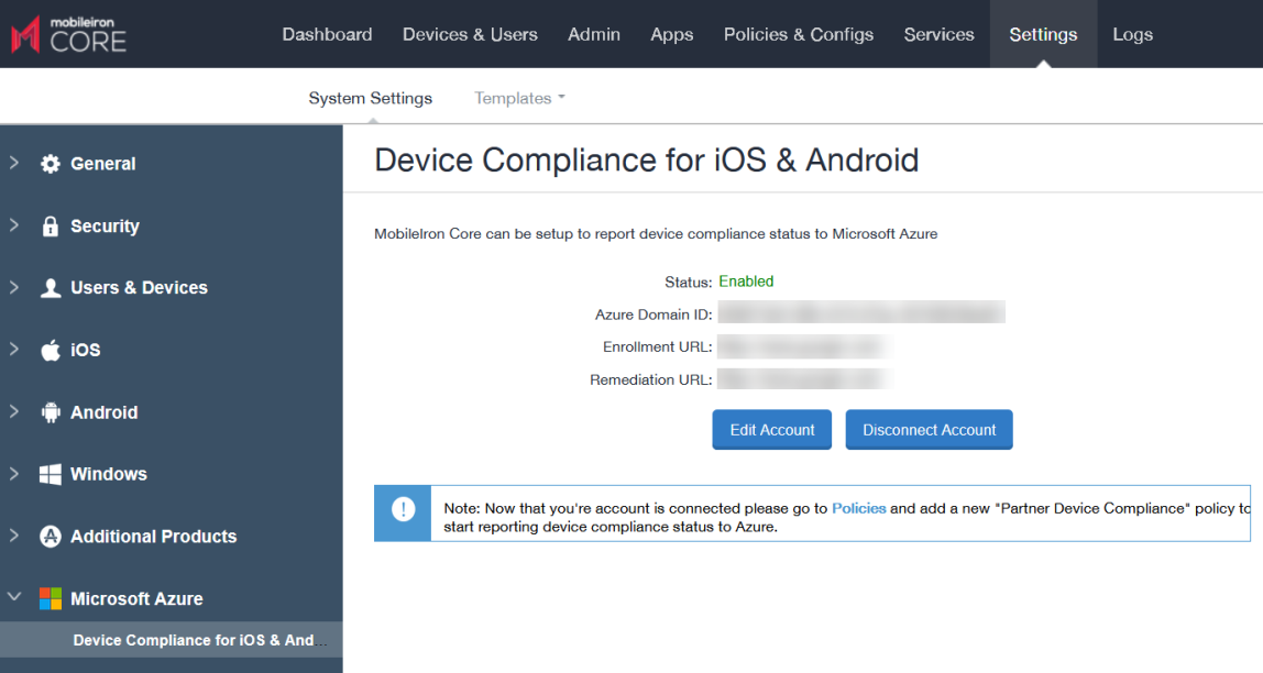 Connecting Microsoft Azure to MobileIron Core