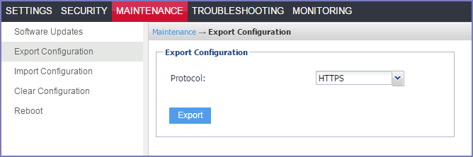 Exporting the configuration
