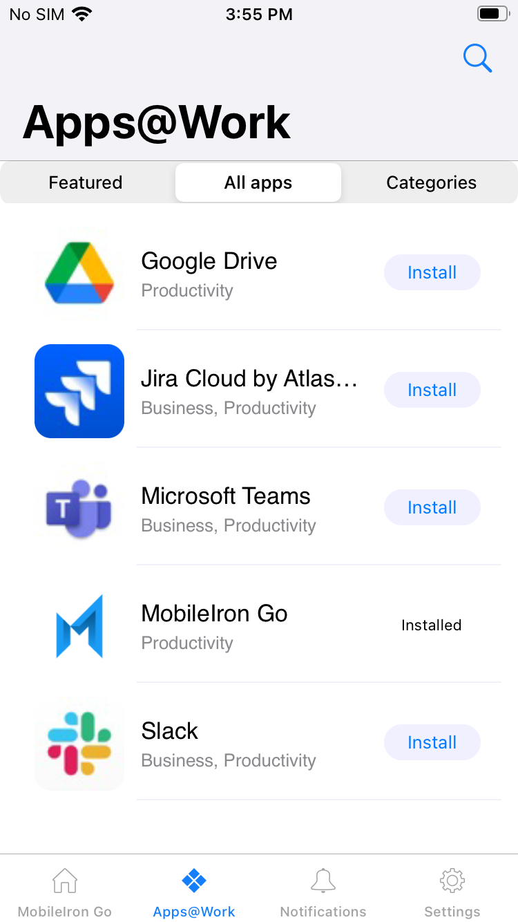 iOS Apps@Work AppStore Features