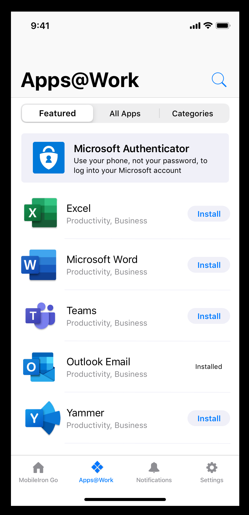 iOS Apps@Work AppStore Features