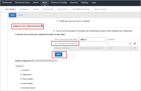 iOS managed app configuration