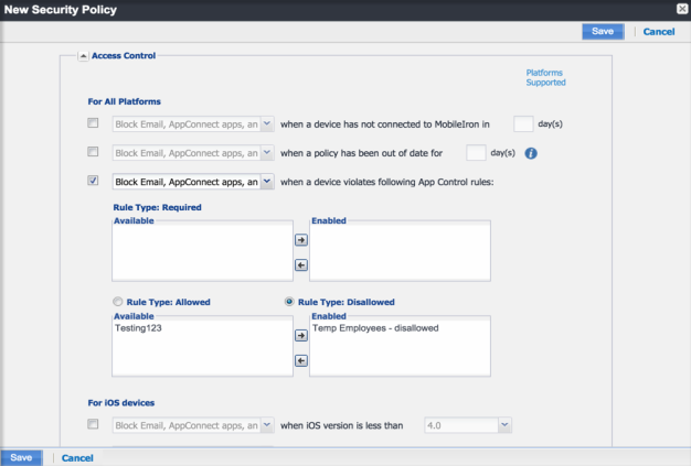 Setting up app control