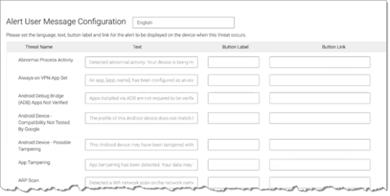 Customizing local threat notification text