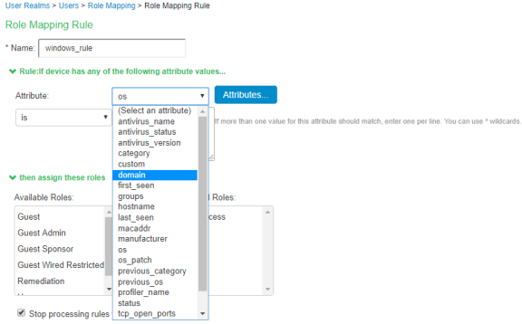 Configuring Role-Mapping Rules for Profiled Devices