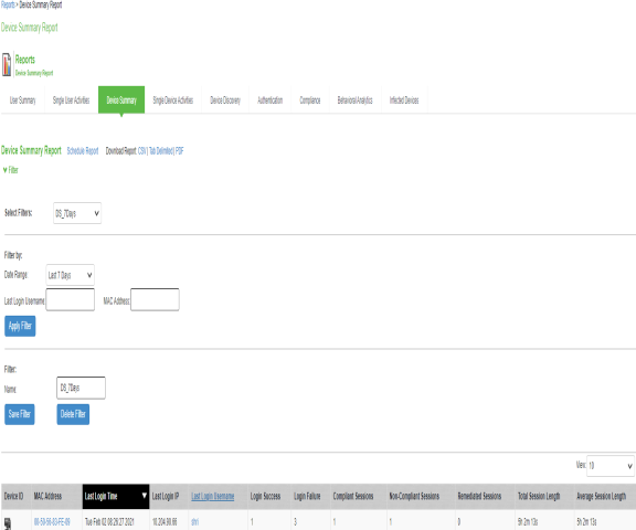 Using the Device Summary Report