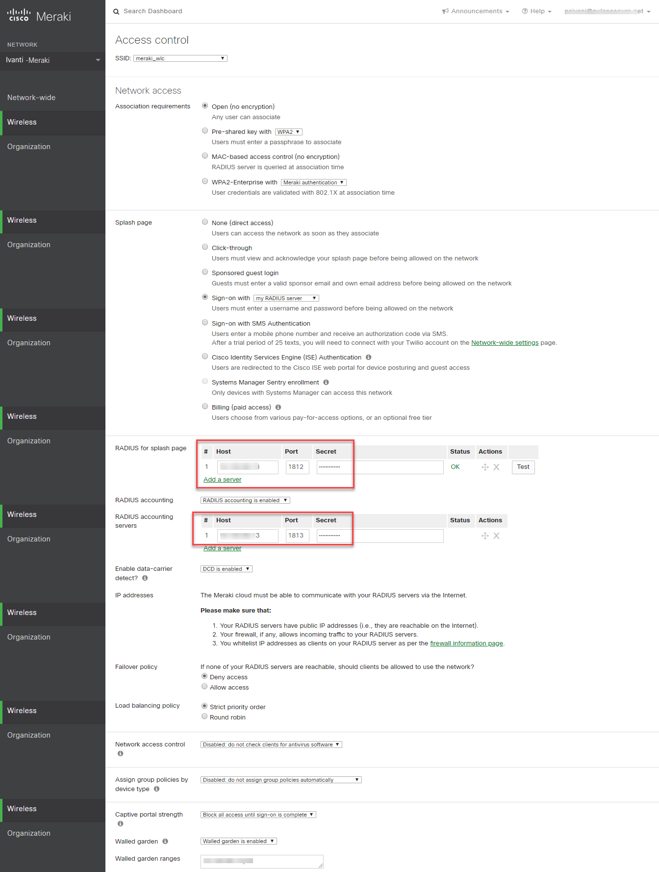 Cisco Meraki WLC Configuration