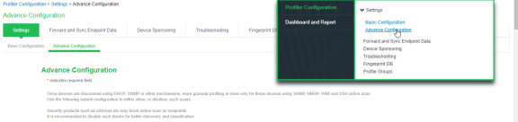 Advance Profiler Configuration