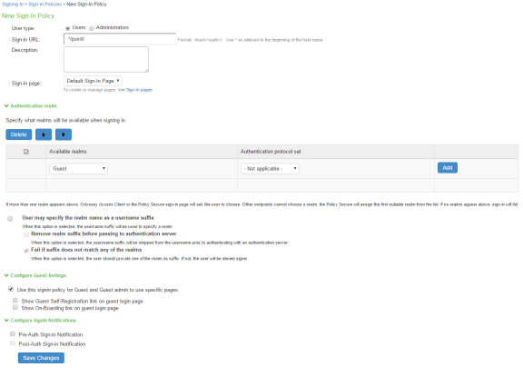 Configuring Guest Sign-In Policies