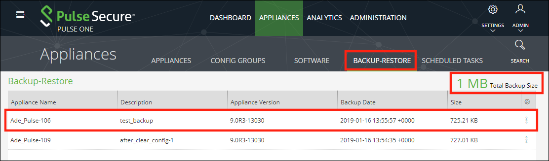 Backing up and Restoring Appliance Configurations