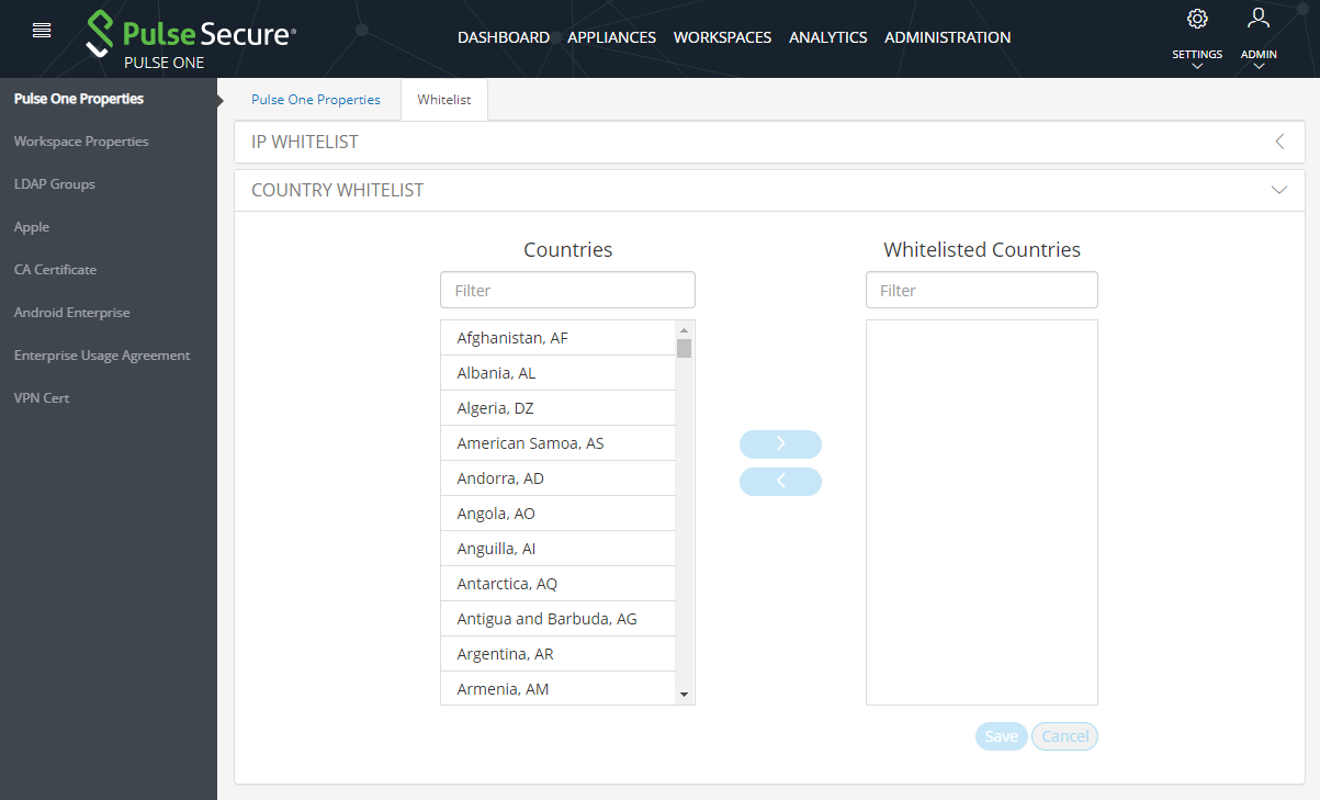 Whitelisting Countries for Admin Login