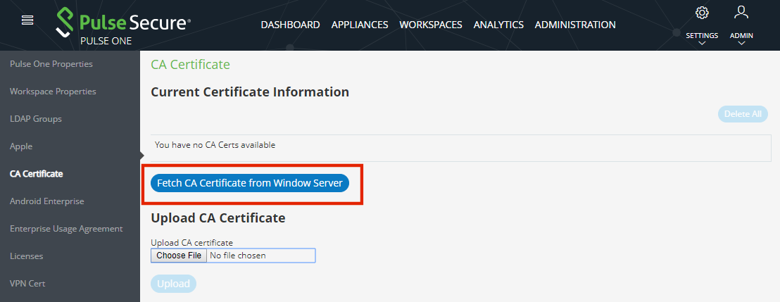 Adding a CA Certificate