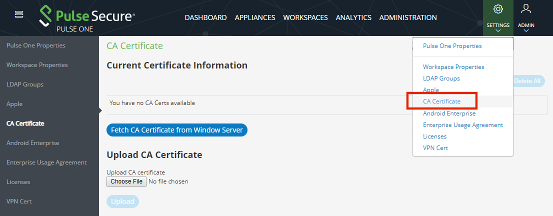 Adding a CA Certificate