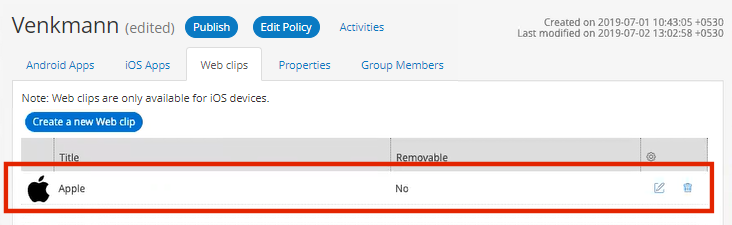 Working with Web Clips