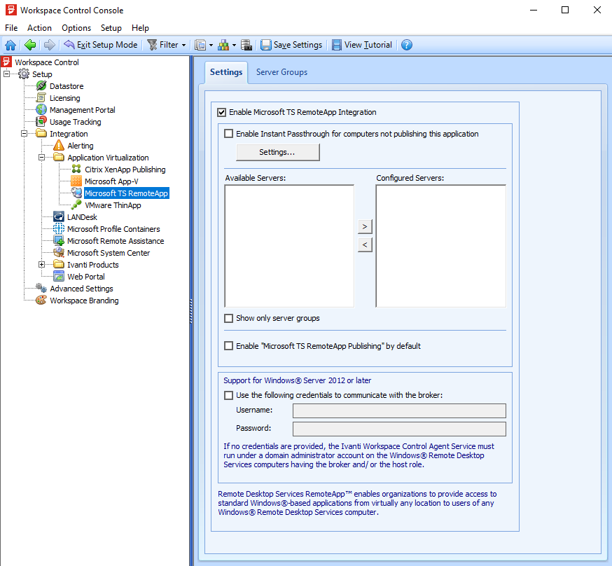 Integrate Microsoft TS RemoteApp