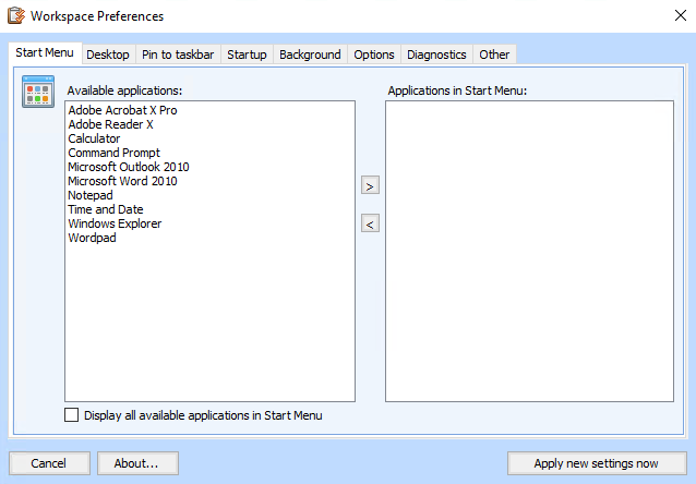 Workspace Preferences Customization