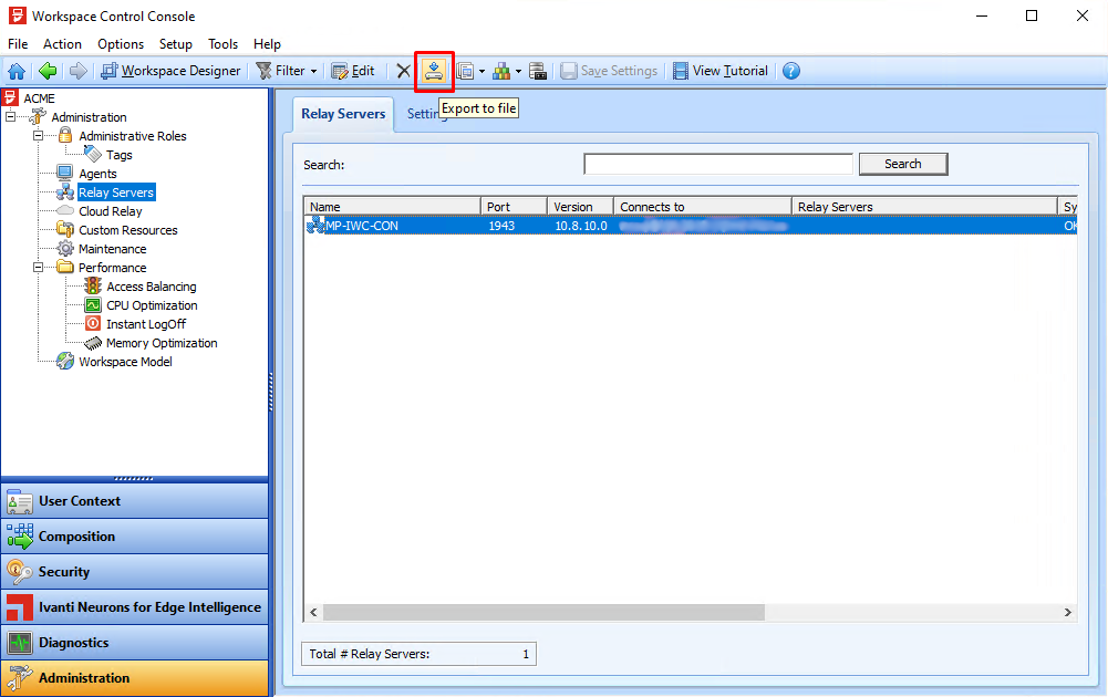 Export Relay Servers Overview to CSV file
