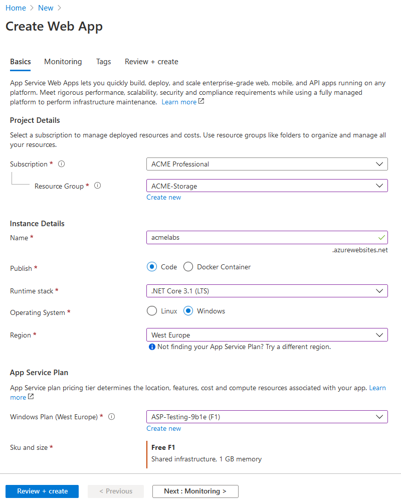 Create the Web Service