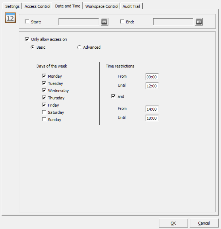 Configure Website Date and Time Access Control