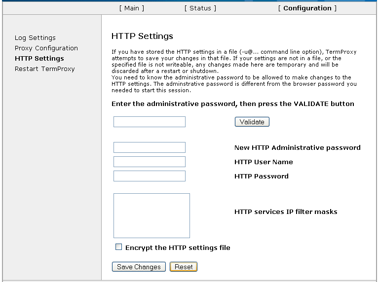 Managing Session Persistence Server HTTP Settings