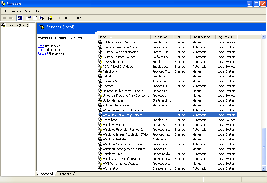 Starting or Stopping the Session Persistence Server Service